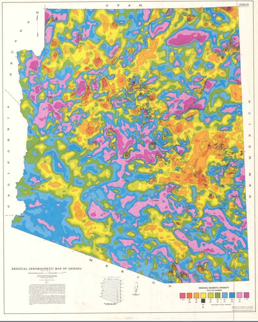 Residual aeromagnetic map of Arizona 1:1,000,000 scale | Arizona ...