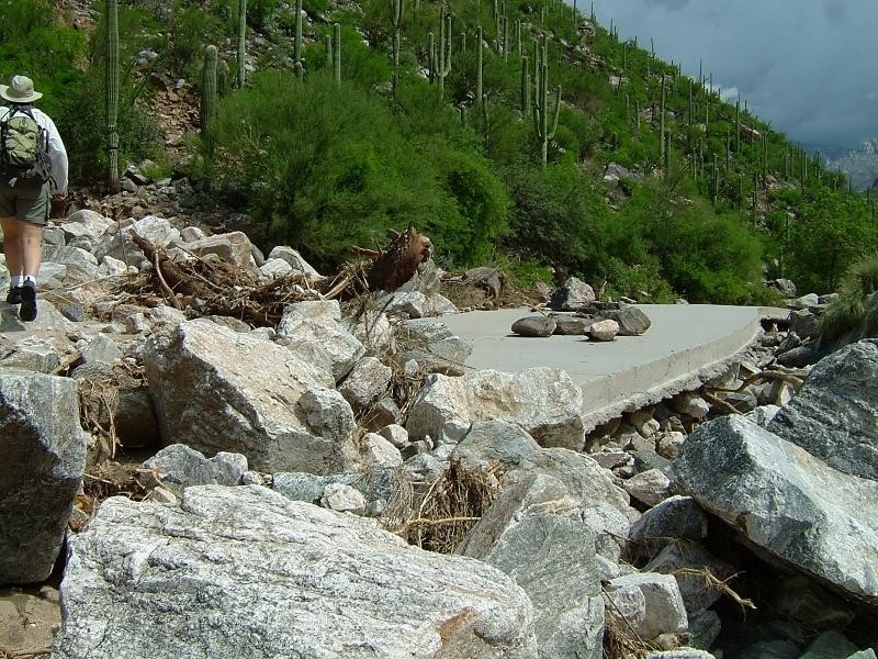Debris-flow demolishes Sabino Canyon tram road | Arizona Geological ...